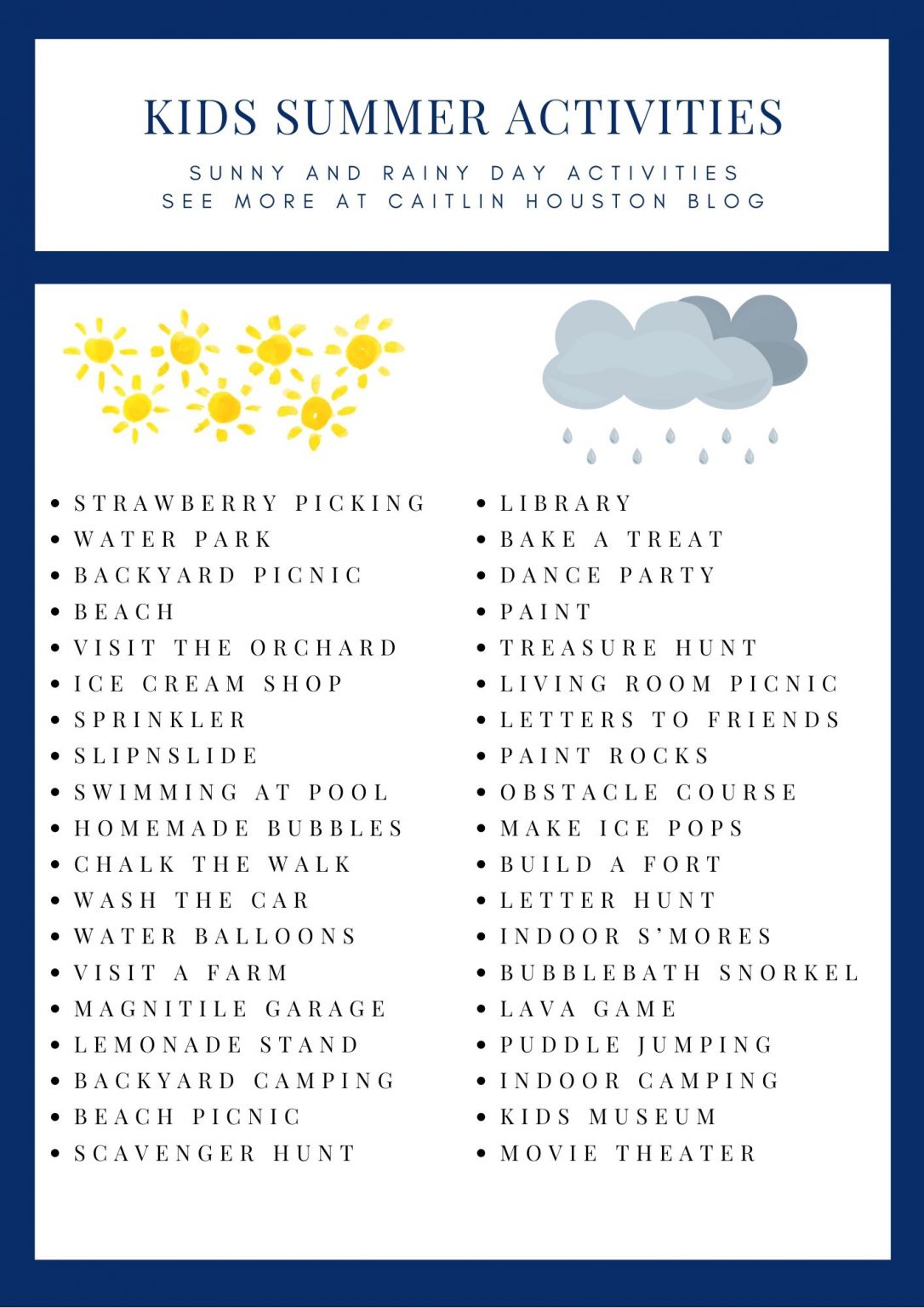 Summer Activities for Kids on Sunny and Rainy Days - Caitlin Houston