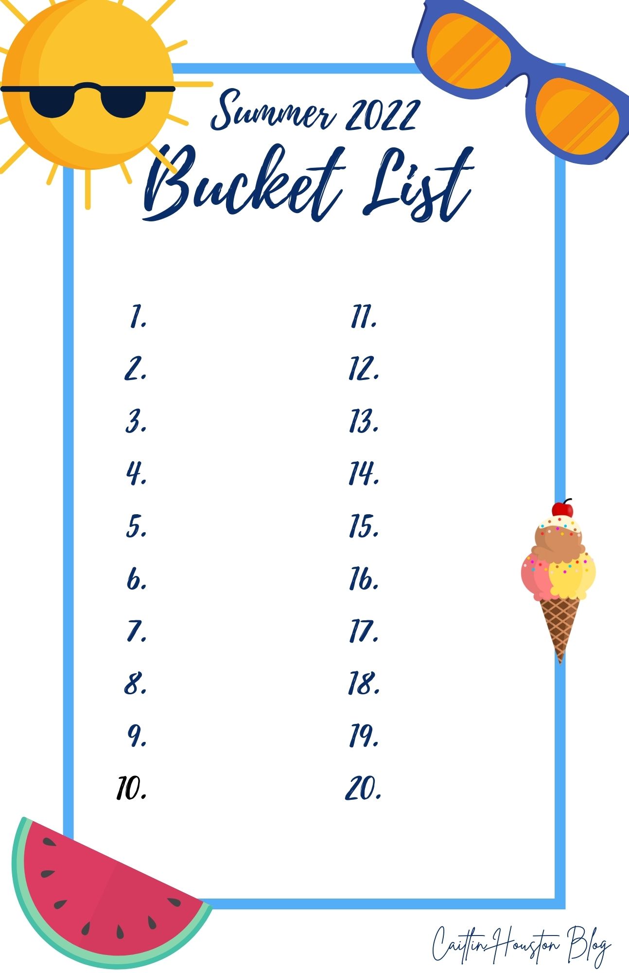 The Most Fun Summer Bucket List with Printables - Caitlin Houston Blog
