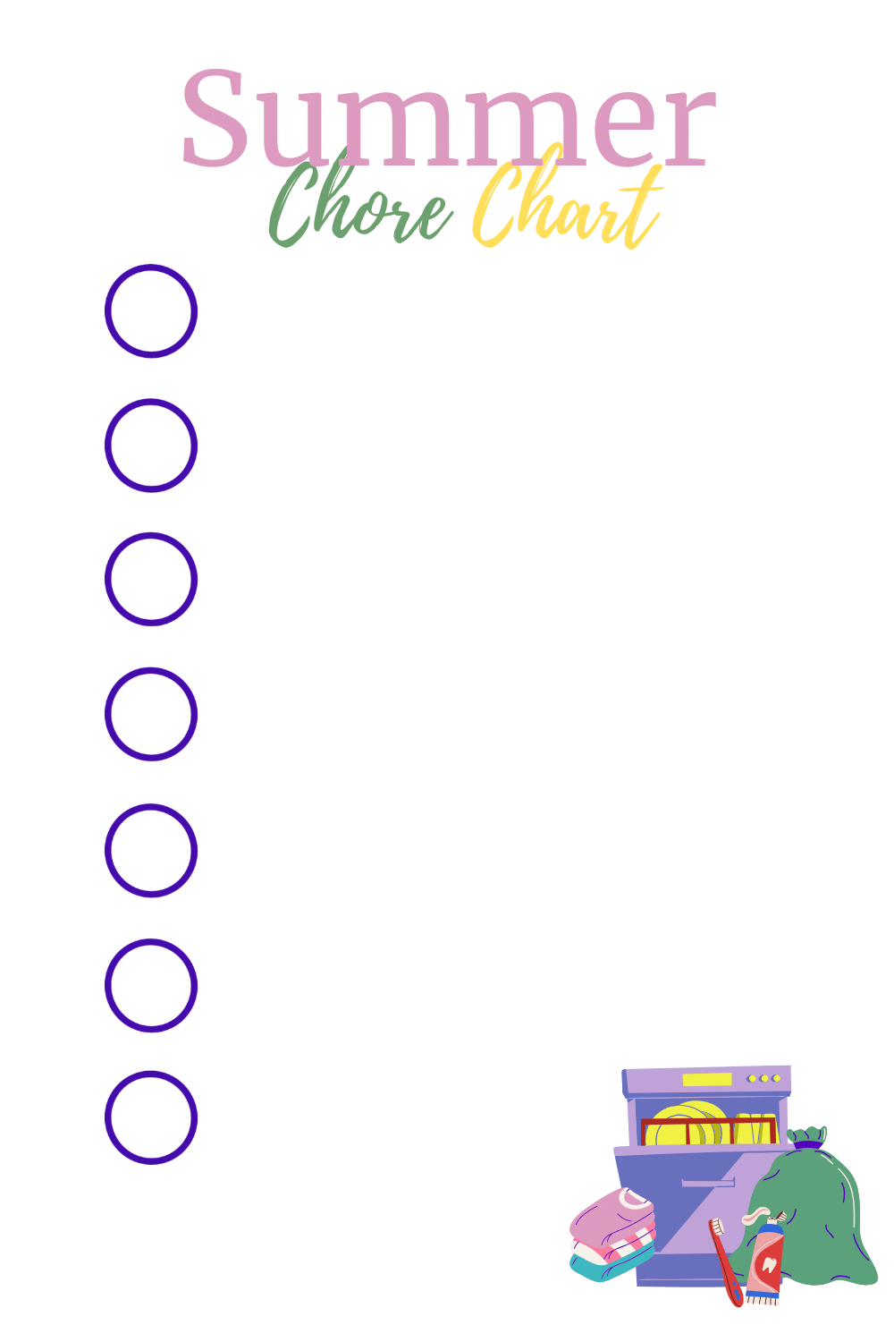 Summer Chore Chart for Kids (Free Printable by Age)